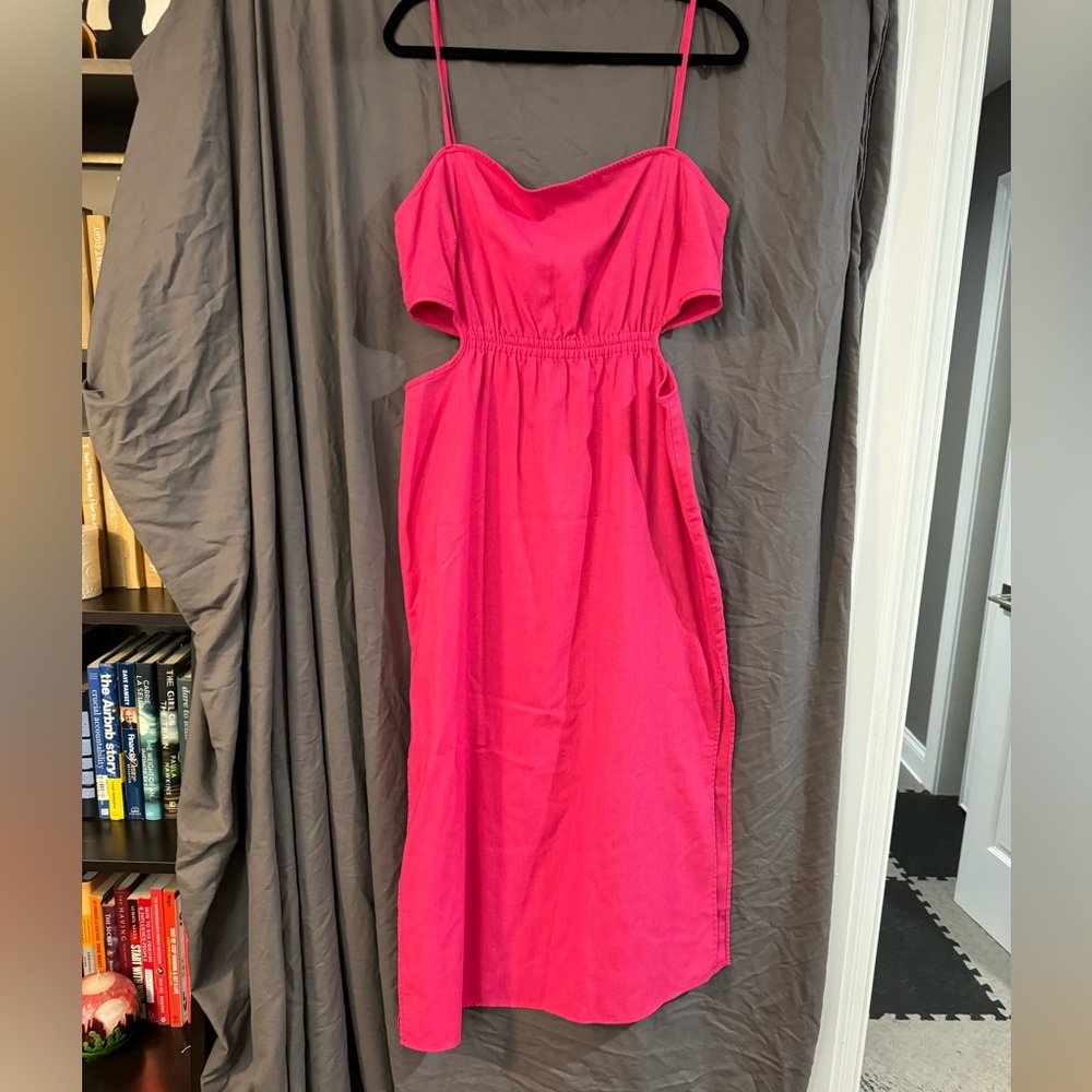 Hot Pink Linen Dress With Side Cutouts Xxl Nwot - Gem